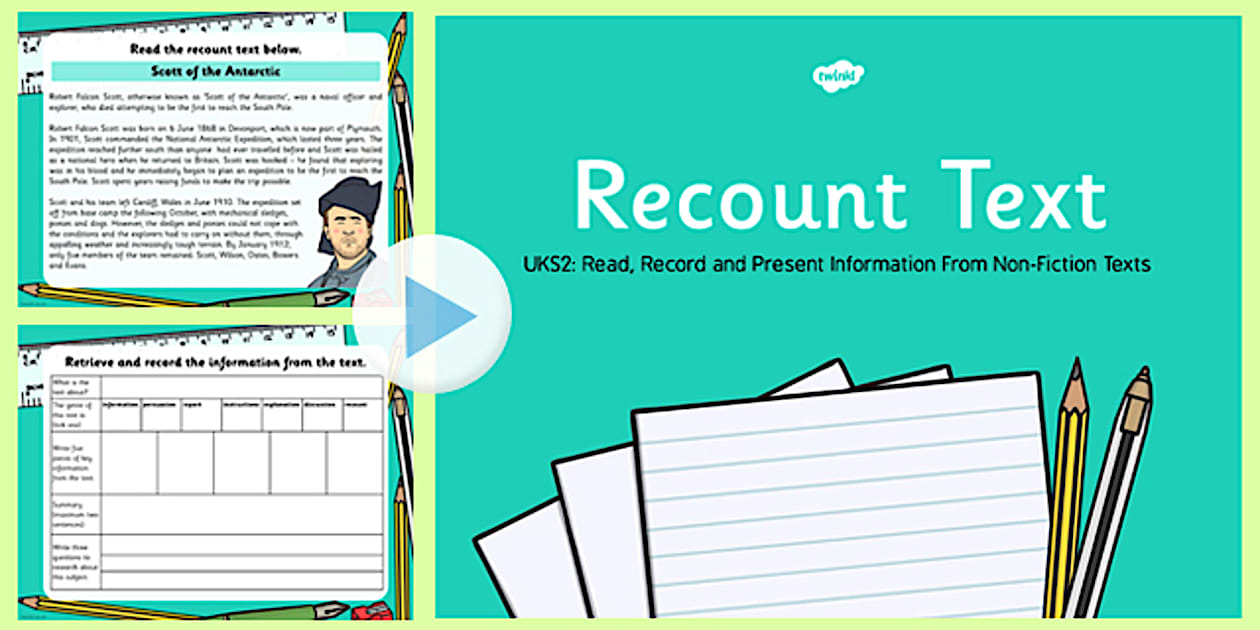 Recount Text Read, Record and Present Information UKS2 PowerPoint