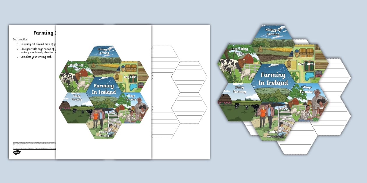 Farming in Ireland Hexagon Writing Template (teacher made)