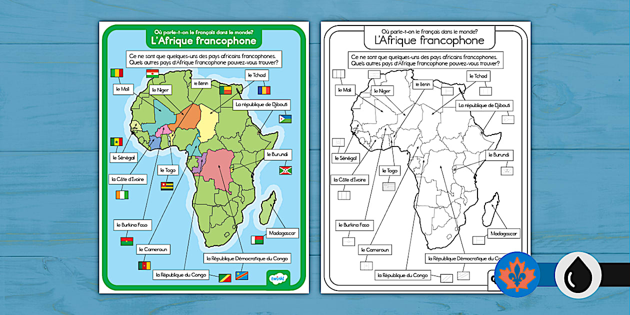 French Language Day: Francophone Africa Map French - Twinkl