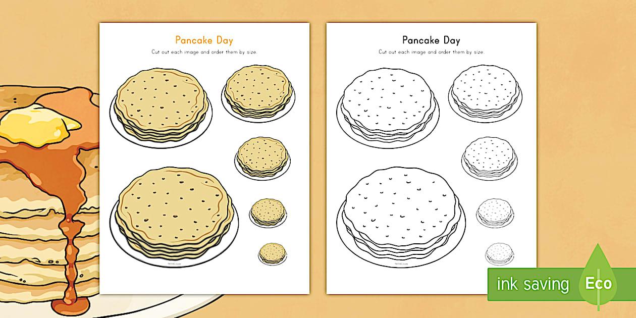 Pancake Day Ordering by Size Worksheet (teacher made)