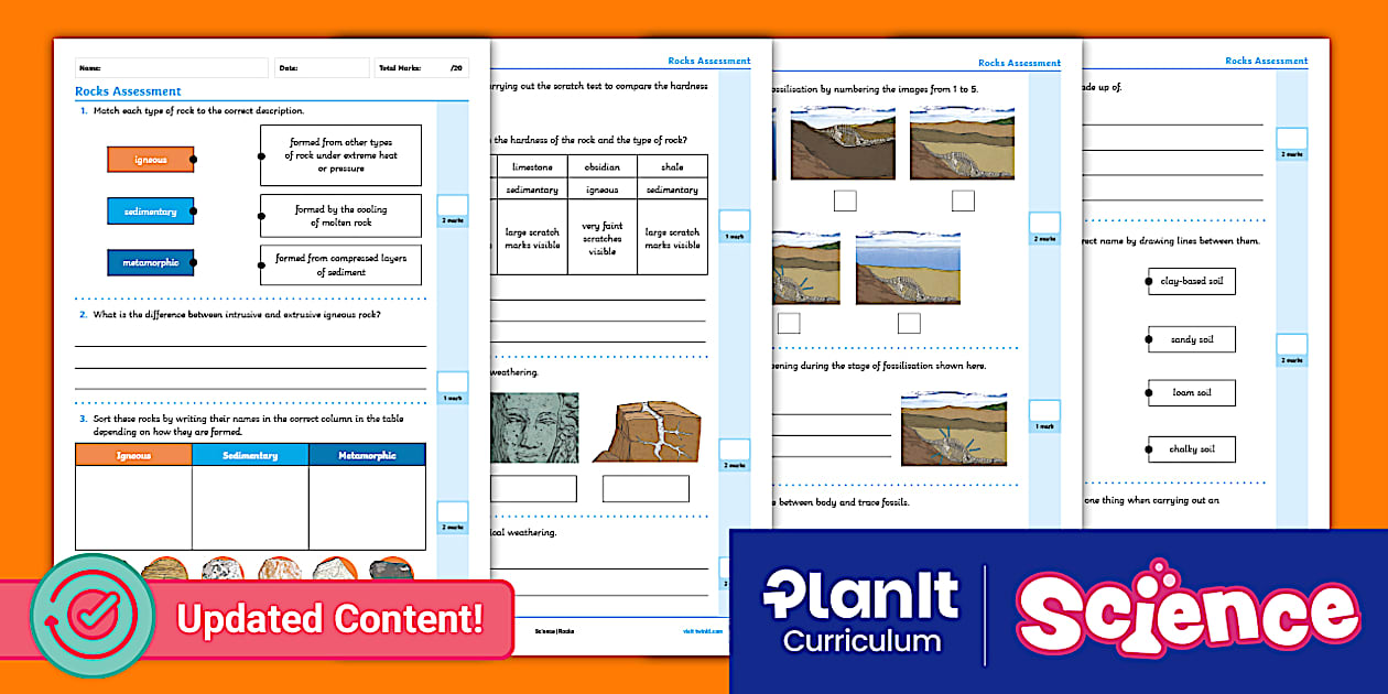 Science: Rocks: Year 3 Assessment Test - Twinkl
