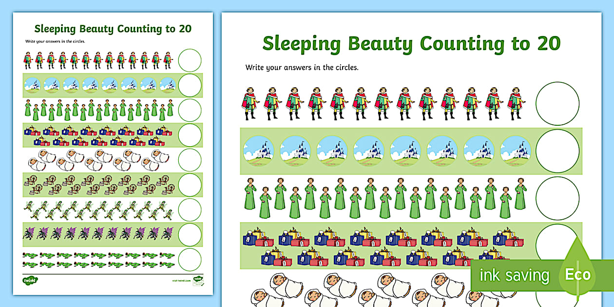 Sleeping Beauty Counting to 20 Worksheets (teacher made)