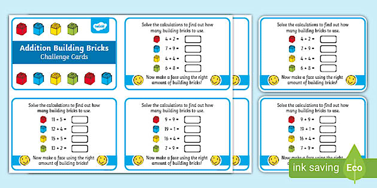 👉 Addition Building Bricks Challenge Cards - KS1 - Twinkl