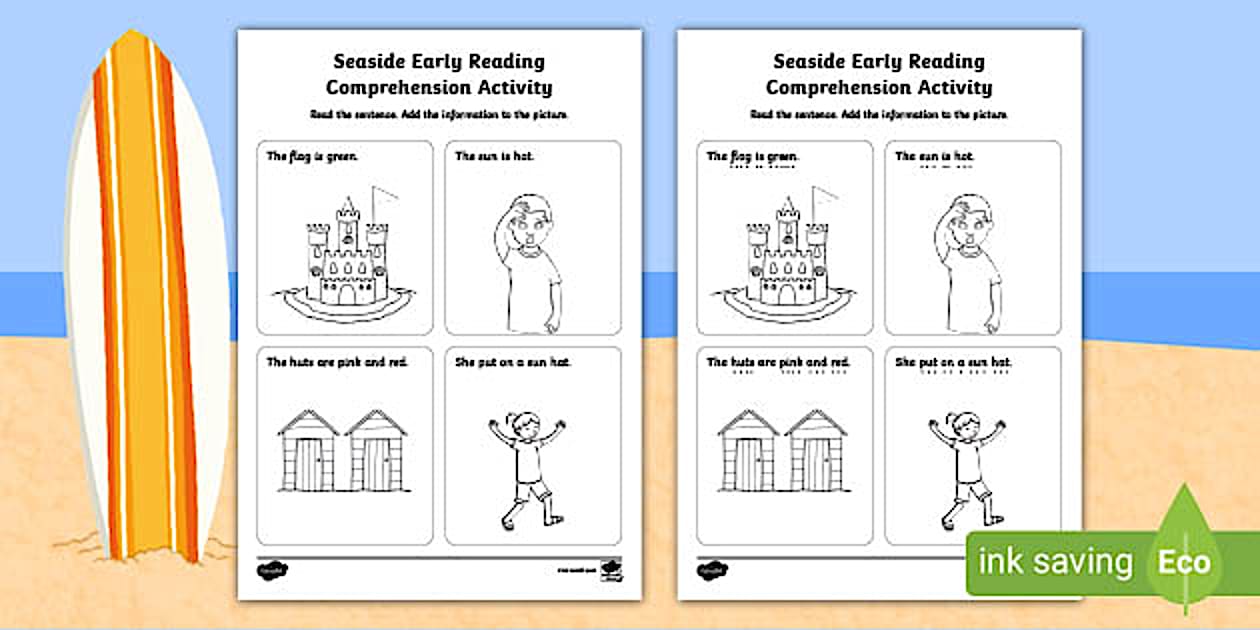 Seaside-Themed Phase 4 EYFS Reading Comprehension Activity