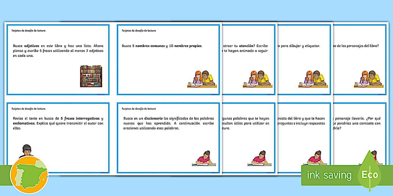 Tarjetas: Desafío de lectura (teacher made) - Twinkl