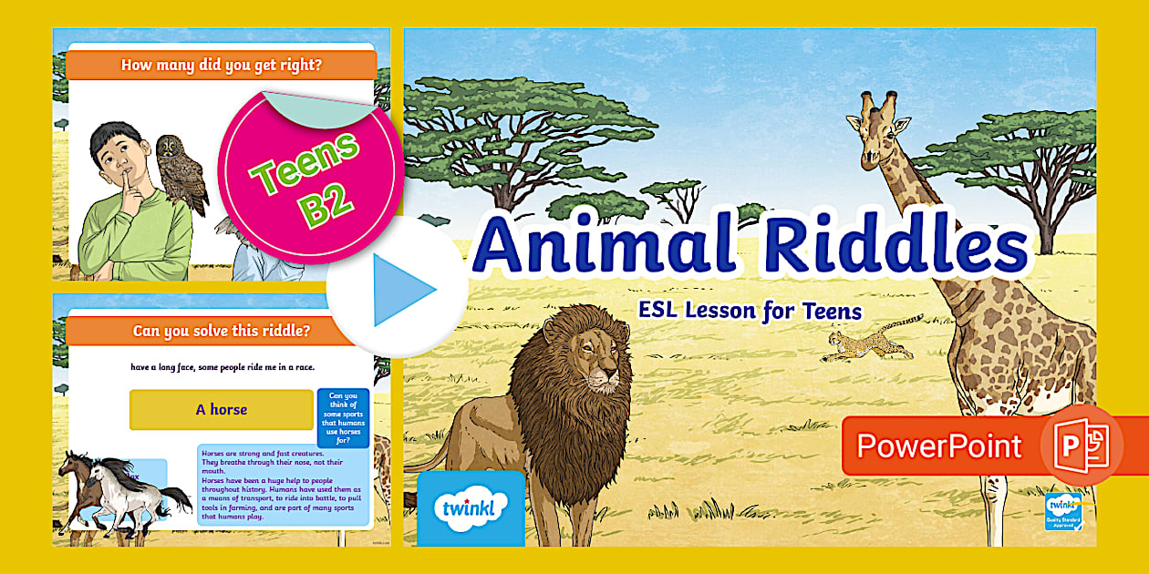 Twinkl ESL Animal Riddles PPT (l'enseignant a fait) - Twinkl