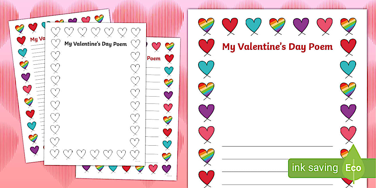 My Valentine's Day Poem Writing Template