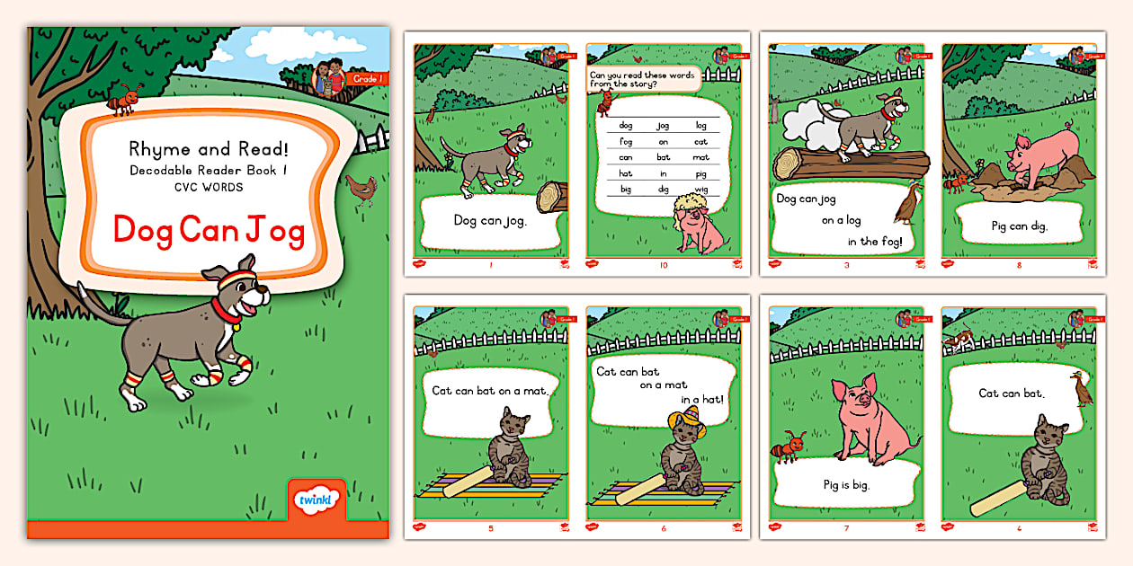 Rhyme and Read Mini Book: Dog Can Jog (teacher made)
