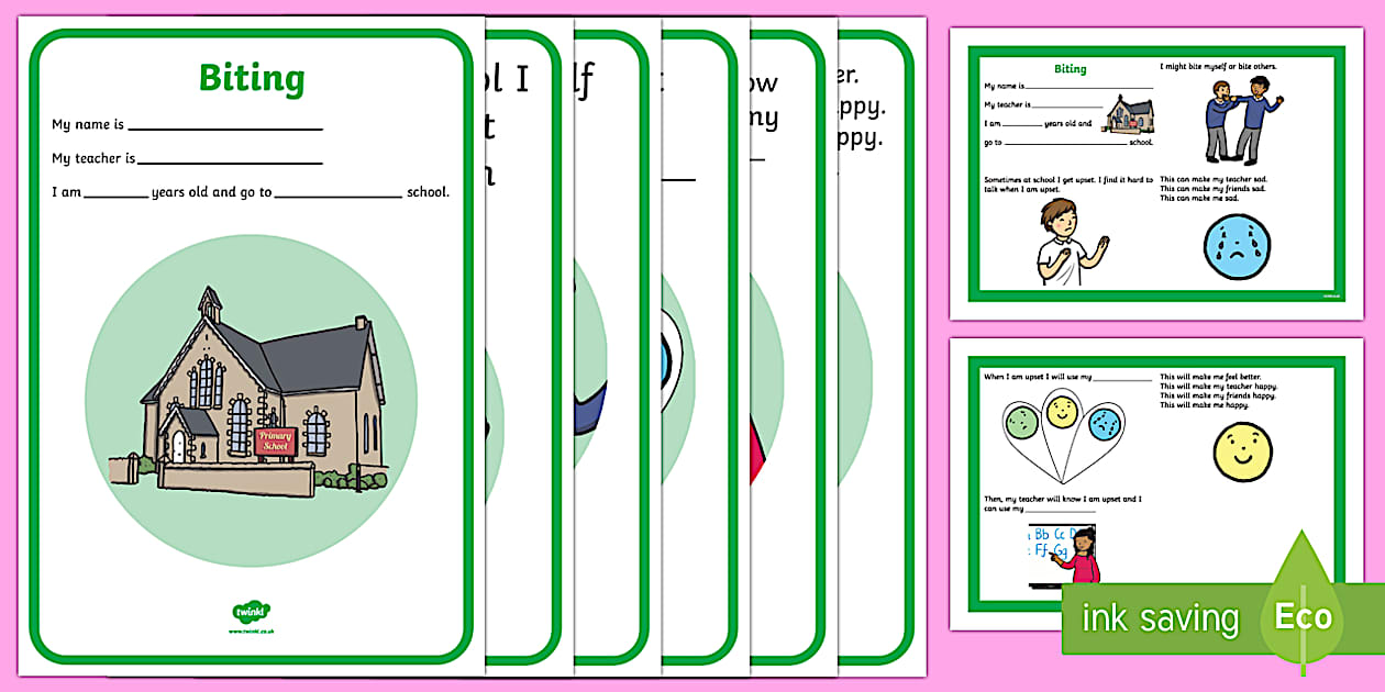 Biting Social Situation - No Biting Social Story | Twinkl