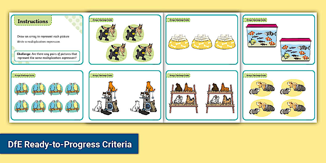 👉 Year 2 Arrays Challenge Cards PlanIt Maths - Twinkl