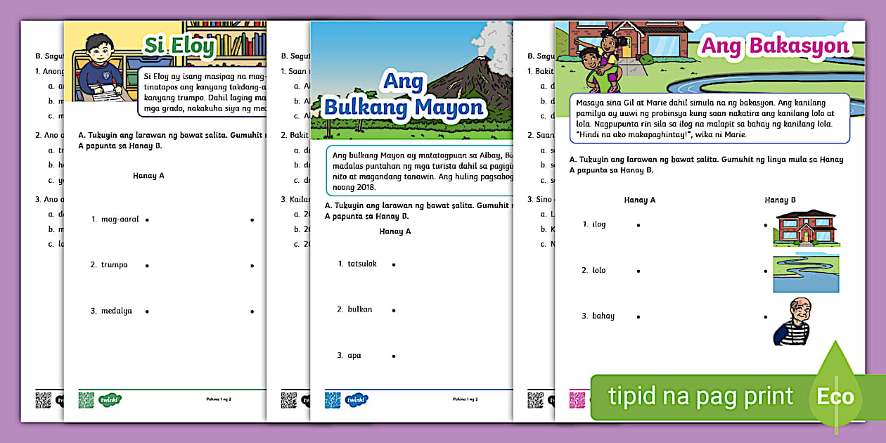 Pagbasa at Pagunawa Worksheets 2 | Philippines | Twinkl