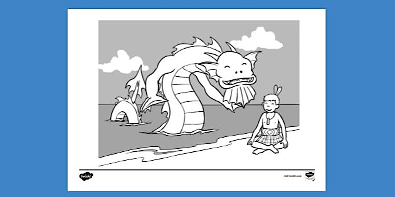 Taniwha Colouring | Colouring Sheet (teacher made) - Twinkl