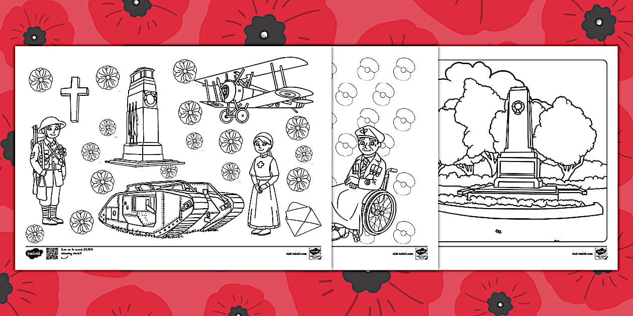 Remembrance Day Mindfulness Colouring Sheets - Twinkl