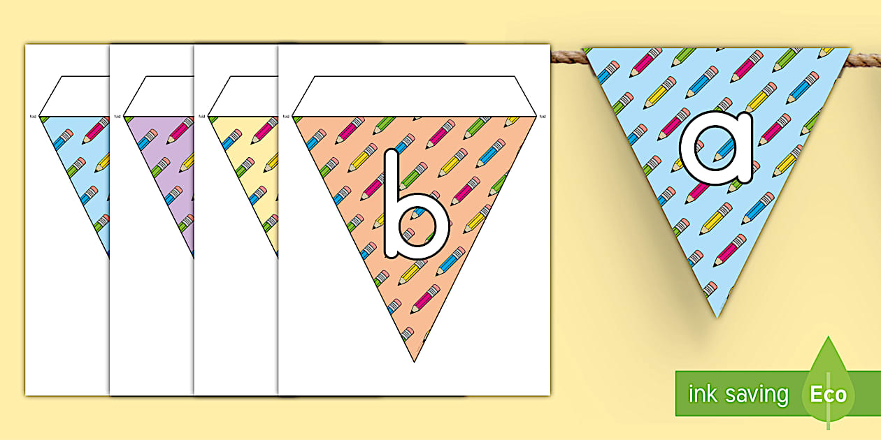 Lowercase Alphabet Pencil Bunting - Twinkl