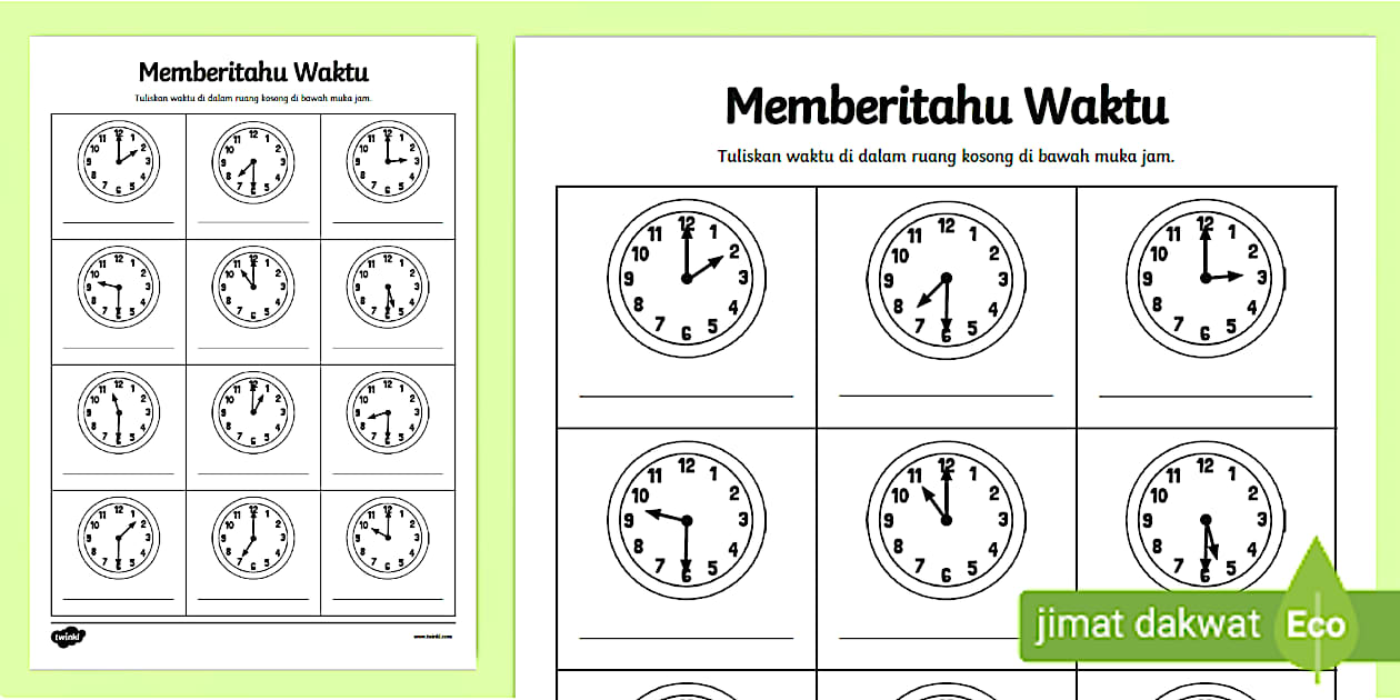 Matematik Tahun 1 Masa dan Waktu (Muka Jam) - Twinkl