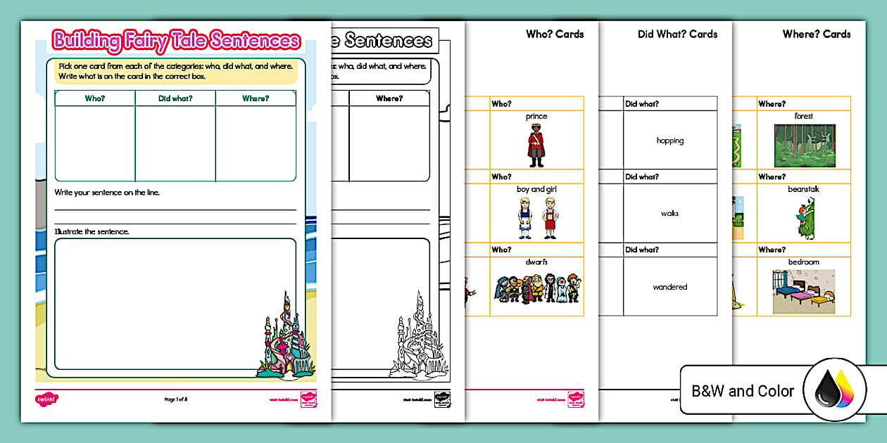 First Grade Building Fairy Tale Sentences Worksheet - Twinkl