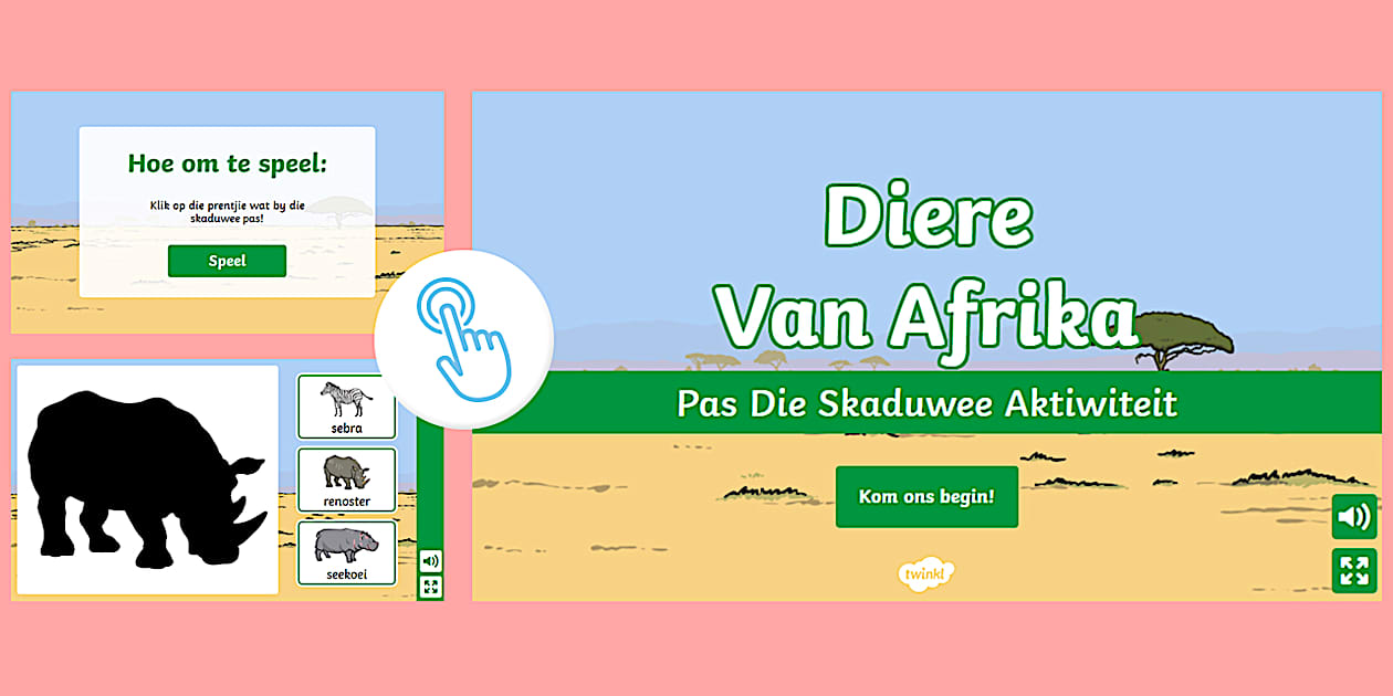 Pas Die Skaduwee Aktiwiteit Diere van Afrika (teacher made)
