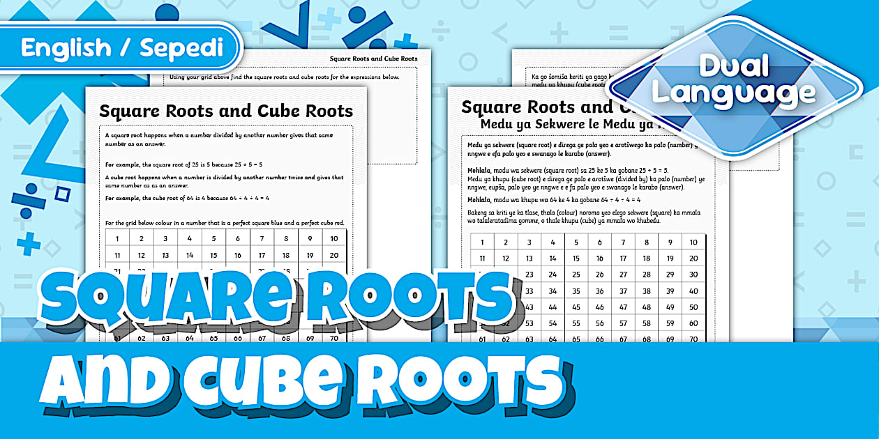 Square Roots and Cube Roots - ActivitySheet - Sepedi