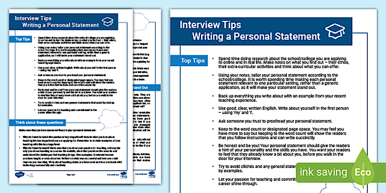Writing a Personal Statement for Trainee Teachers and ECTs