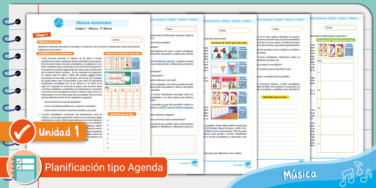 Planificación | agenda | Música | 5º Básico | Profesores