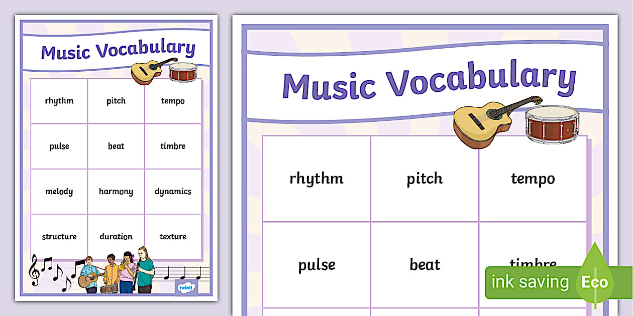 👉 Music Vocabulary Display Poster, Music Words - Twinkl