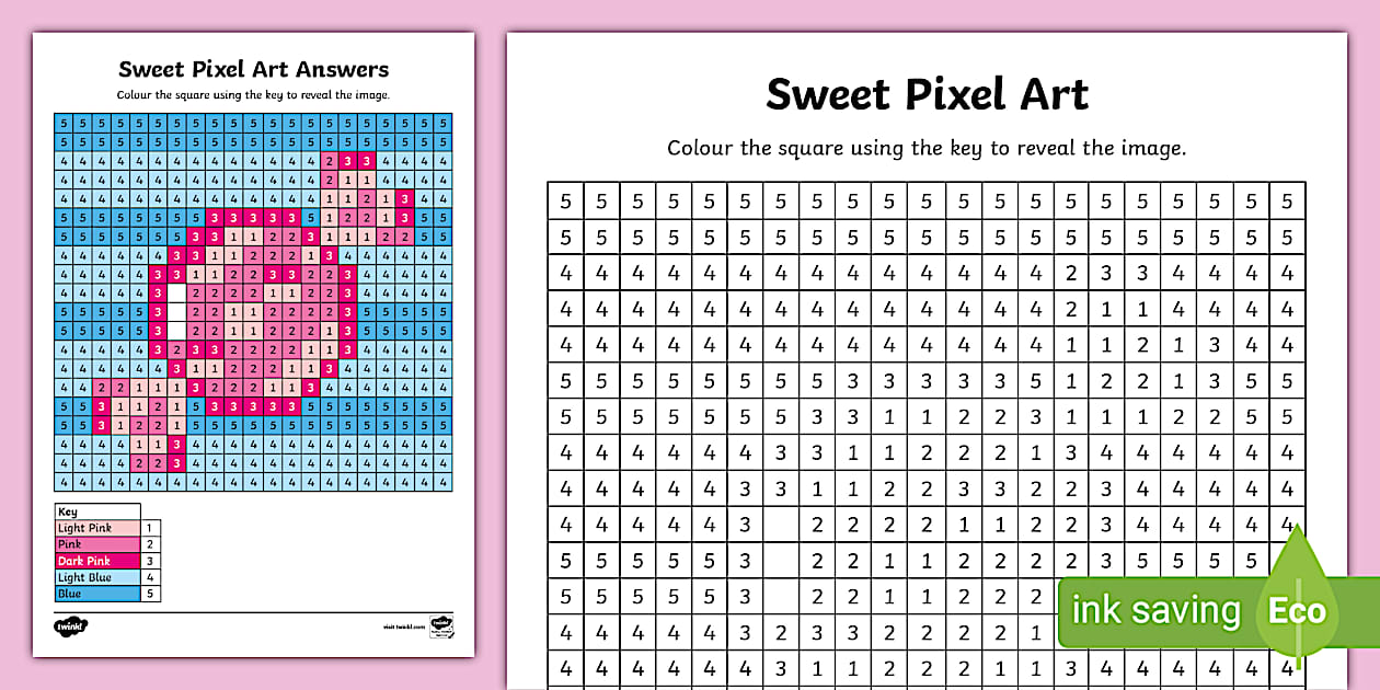 Sweet Pixel Art Template (teacher made) - Twinkl