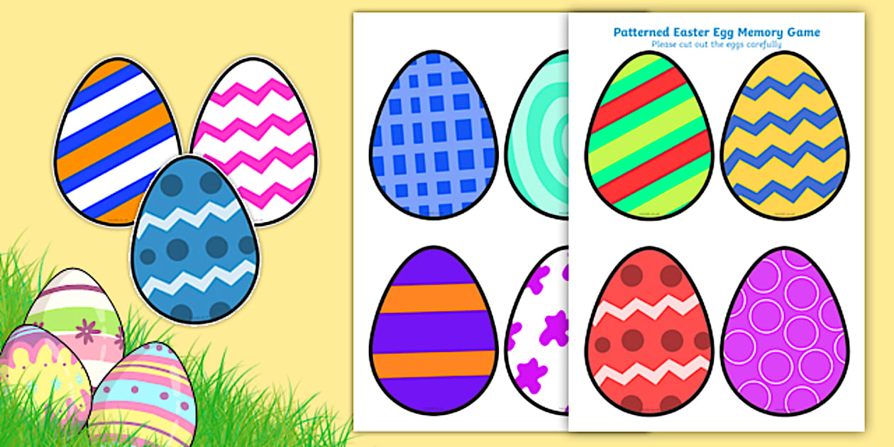 Patterned Easter Egg Memory Game (teacher made) - Twinkl