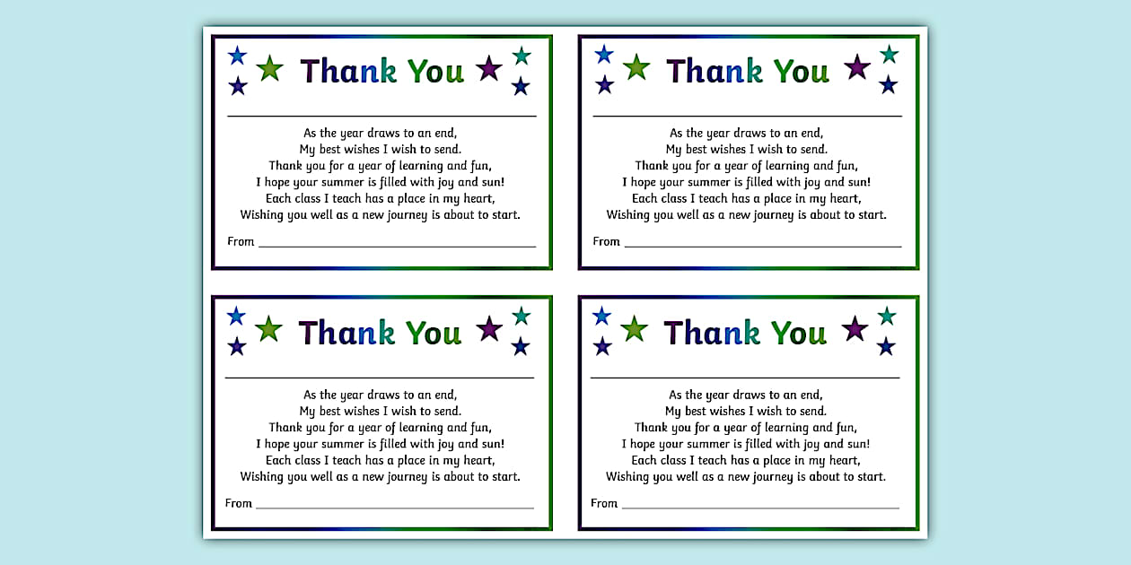 Thank You End of Year Cards (Hecho por educadores) - Twinkl