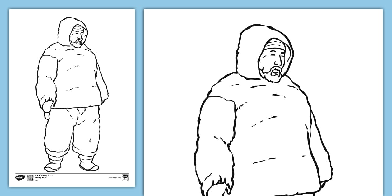 Inuit Man Colouring Sheet | Colouring Sheets (Teacher-Made)