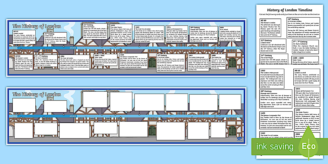 History of London Timeline Worksheet (teacher made) - Twinkl