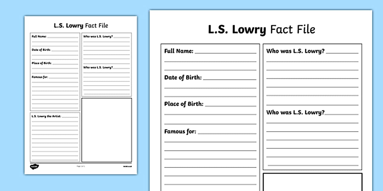 LS Lowry Fact File Writing Templates (teacher made) - Twinkl