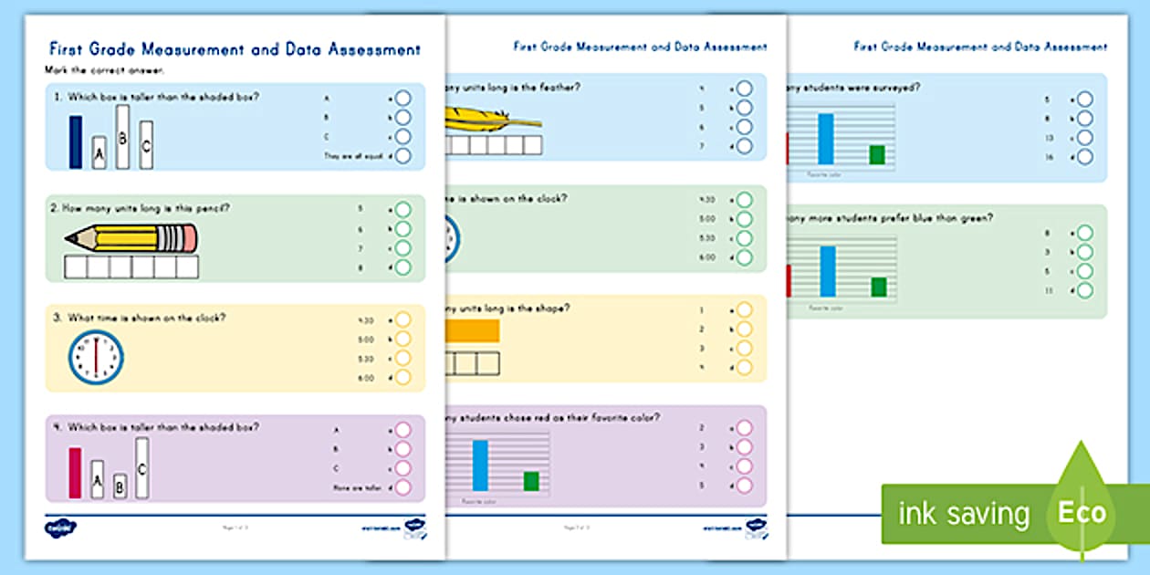 First Grade Measurement and Data Assessment - Twinkl - USA