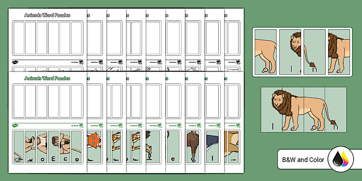 Animals Word Puzzles (Lehrer gemacht) - Twinkl