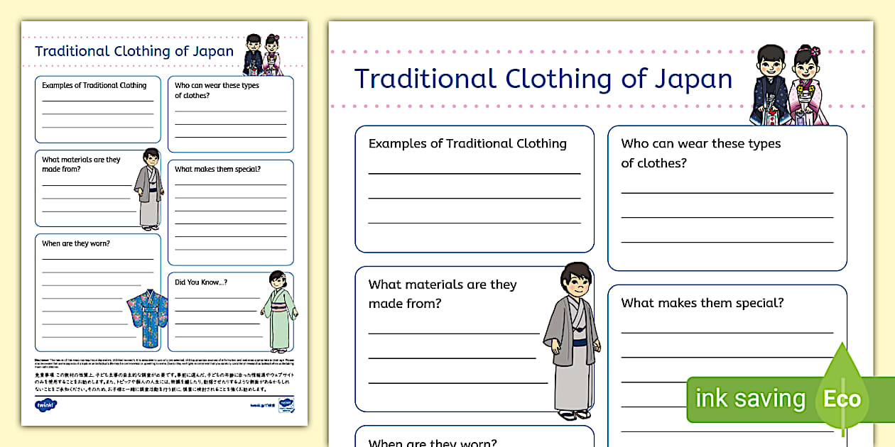 Traditional Clothing of Japan Fact File Template - Twinkl