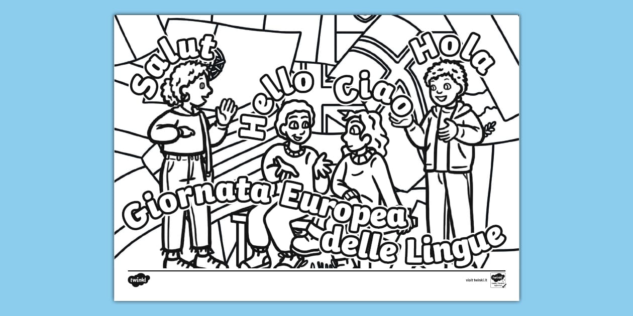 Giornata Europea delle Lingue Foglio da Colorare - Twinkl