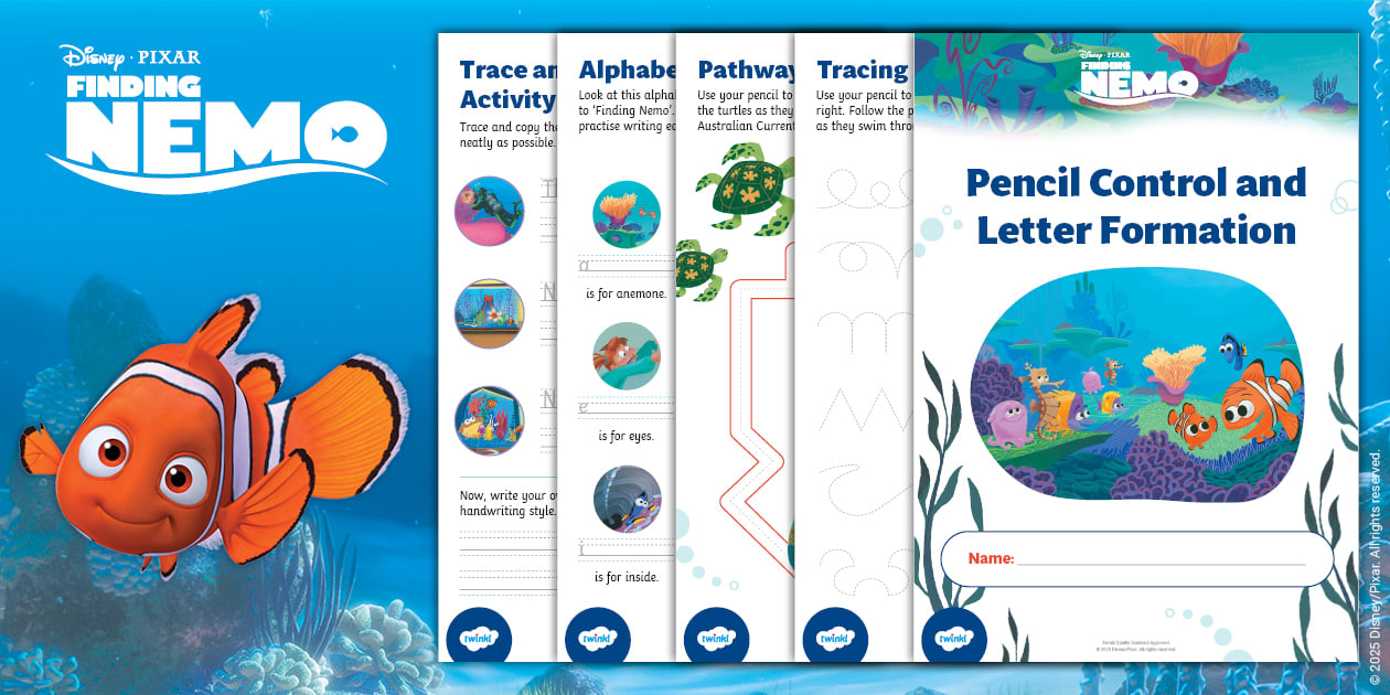 Finding Nemo: Pencil Control and Letter Formation Handwriting Activity ...