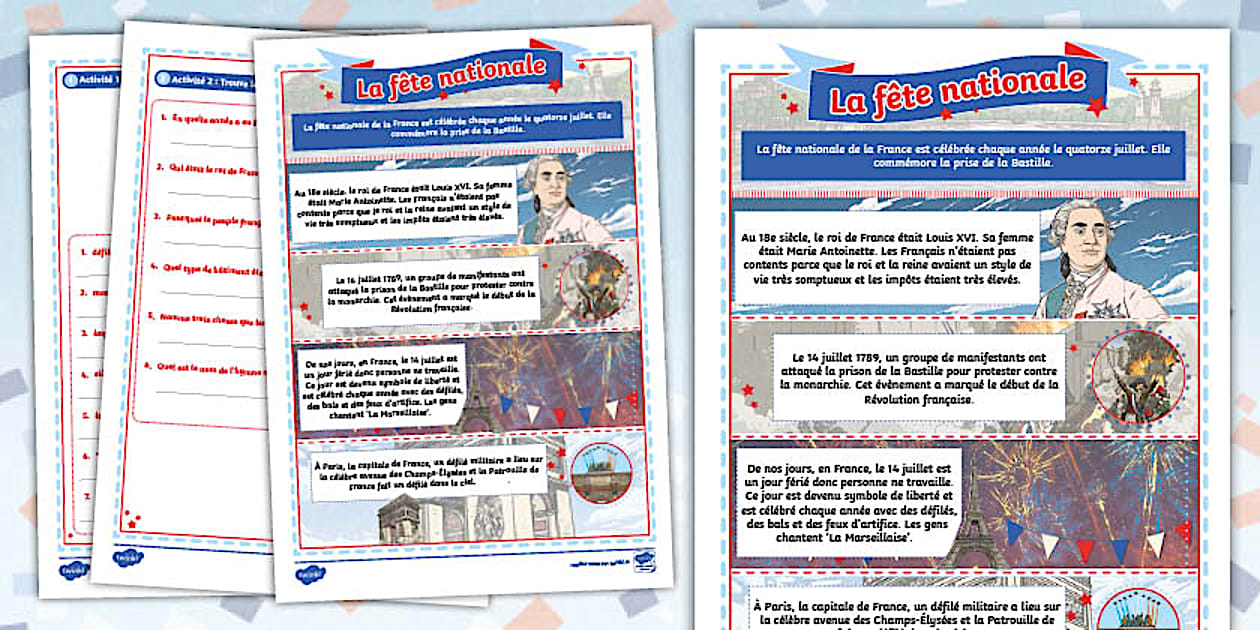 Activité de lecture : Le 14 juillet (teacher made) - Twinkl