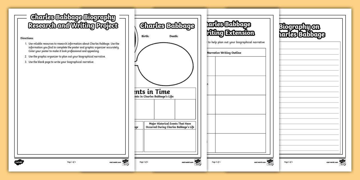Charles Babbage Biography Research & Writing Project for 6-8