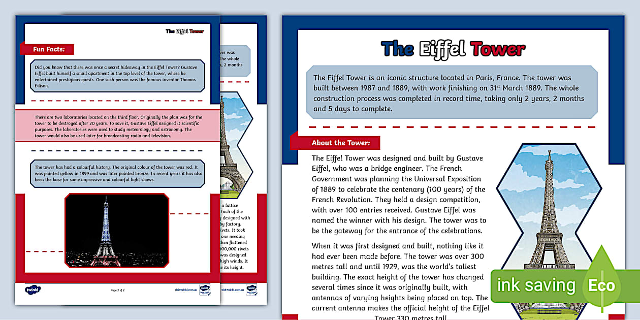 Eiffel Tower Fact File (teacher made) - Twinkl