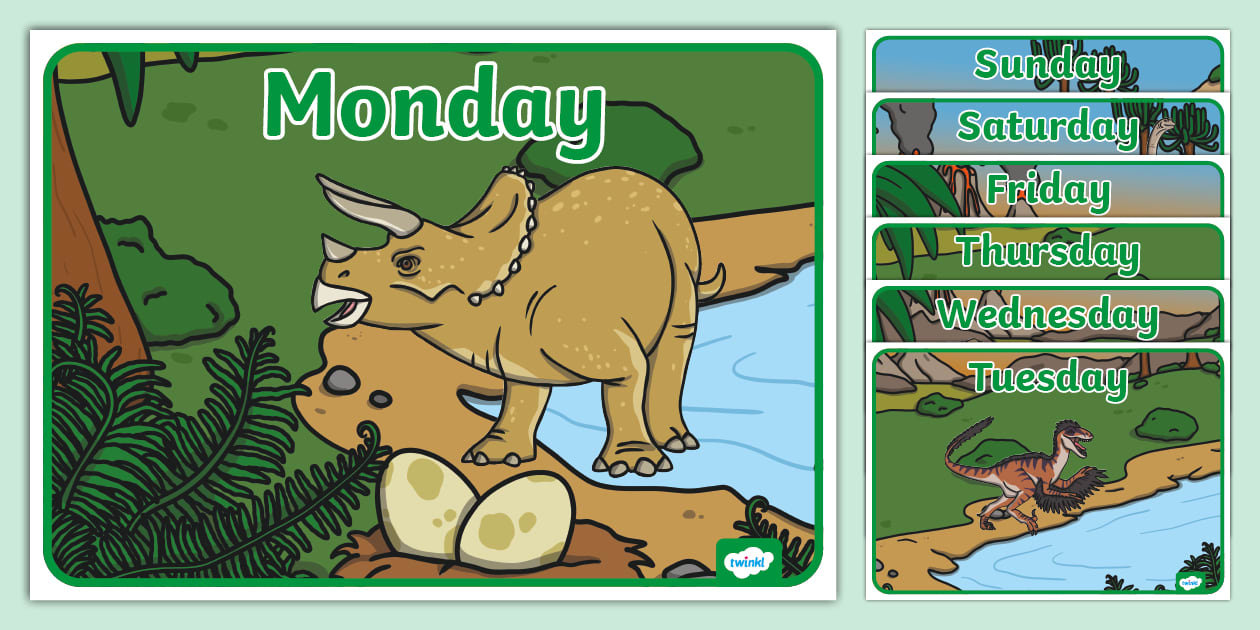 Dinosaur-Themed Days of the Week Posters | Twinkl