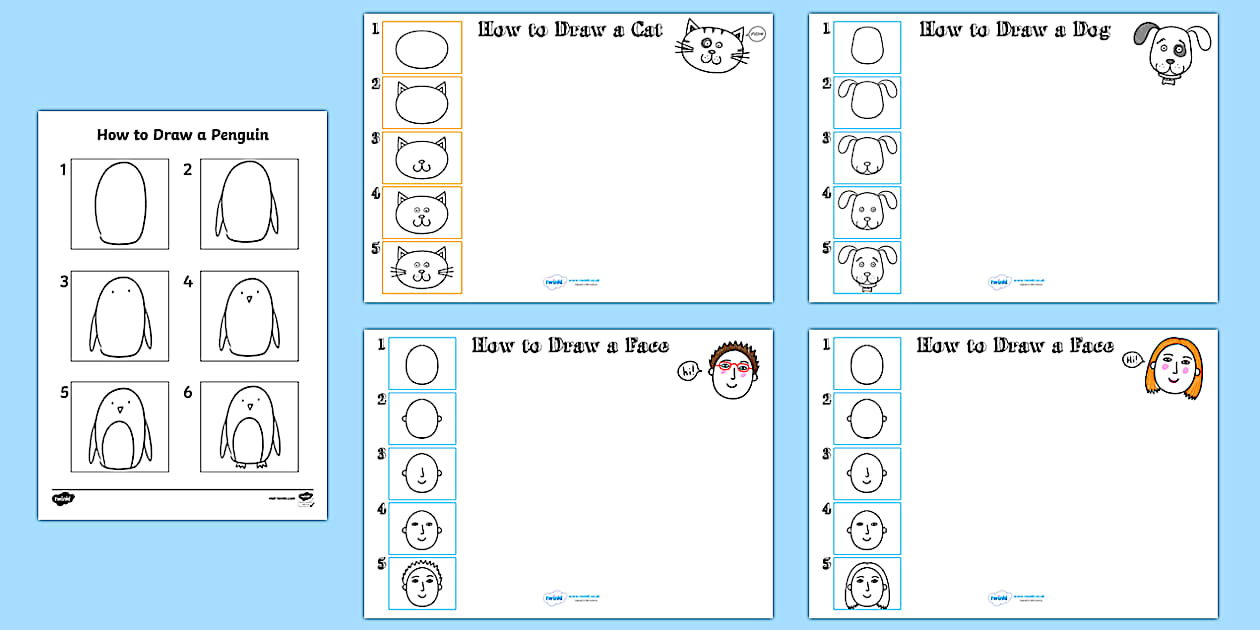 Easy Drawing Outlines Practise | Step-by-Step Worksheets