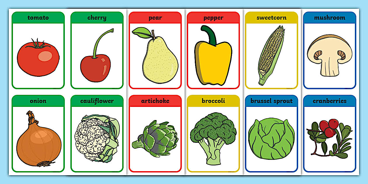 Seasonal Fruits and Vegetables Flashcards (teacher made)