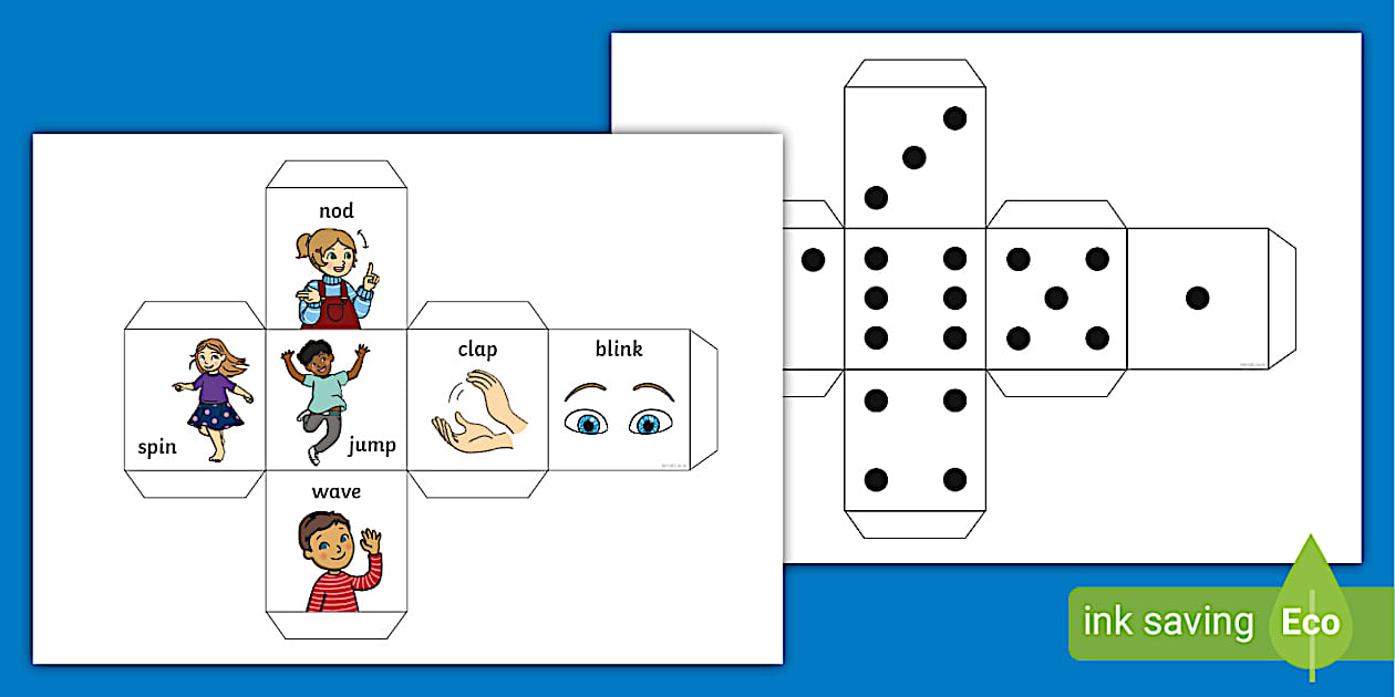 Count the Action Dice Nets (teacher made) - Twinkl