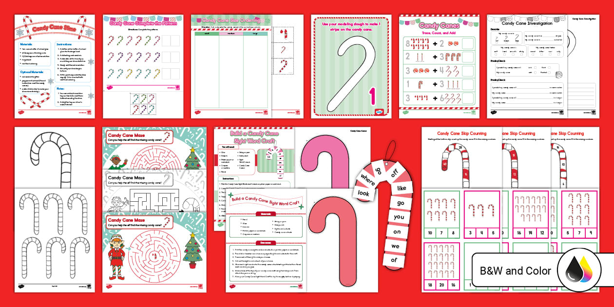 Candy Cane Activity Pack for K-2nd Grade