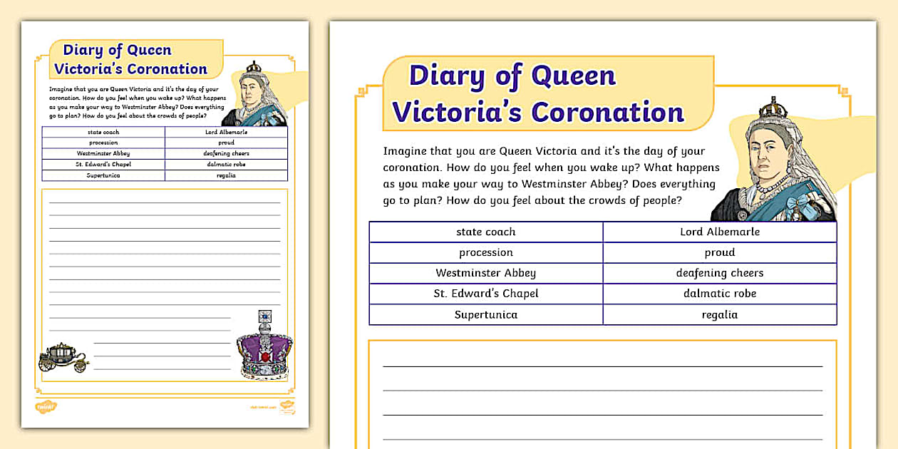 Diary of Queen Victoria's Coronation Writing Frame