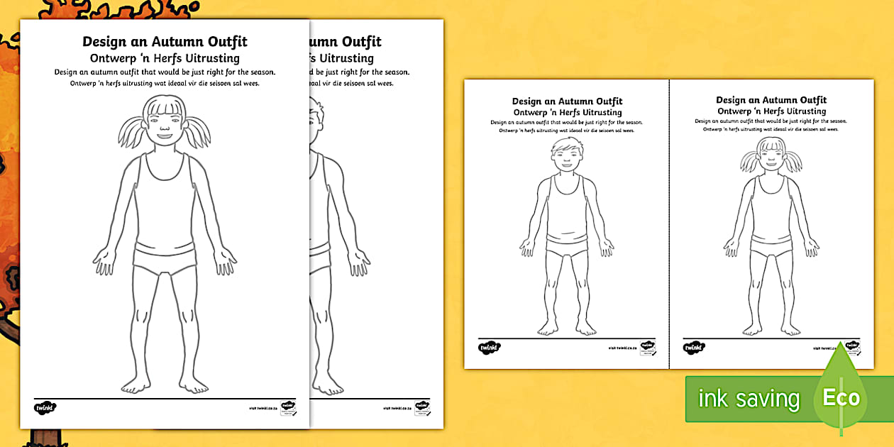Autumn Clothes Outfit Drawing Worksheet (teacher made)