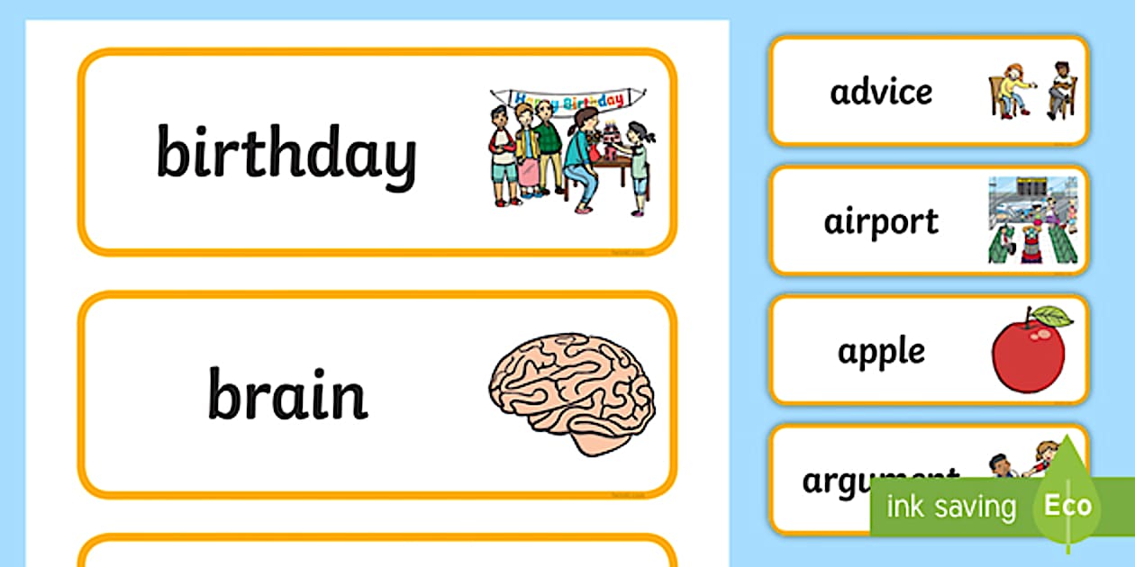 Nouns Word Cards (teacher made) - Twinkl