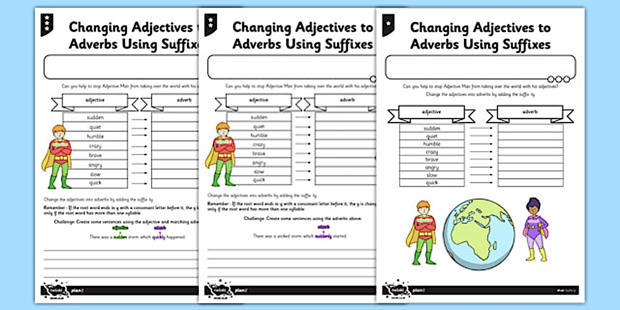 Changing Parts of Speech Worksheet | Adjectives to Adverbs