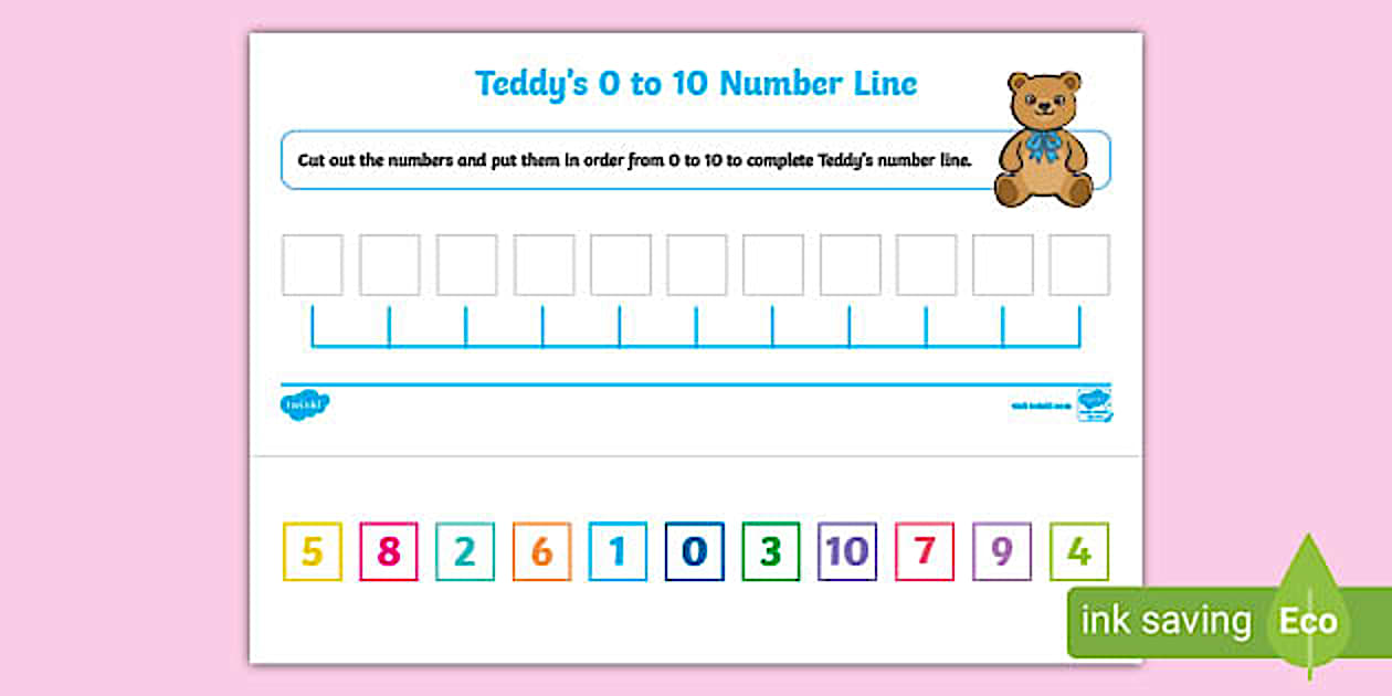 👉 Teddy Bear Number Line 0 to 10 Cut and Stick Activity