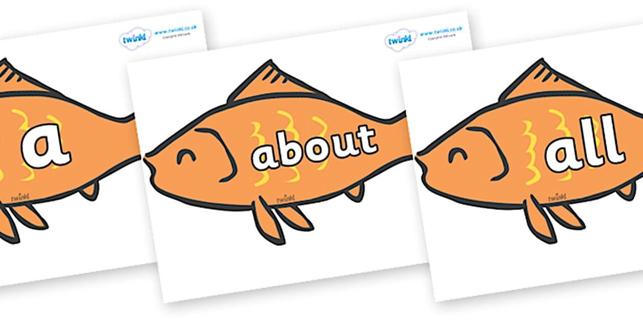 100 High Frequency Words on Goldfish (teacher made) - Twinkl